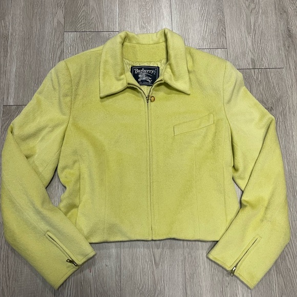 Burberry | Jackets & Coats | Vintage Burberry Womens Light Yellow ...